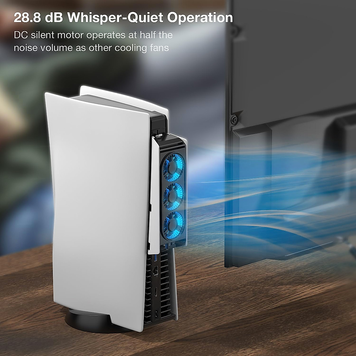 PS5 Cooling Fan, MEQI PS5 Accessories Upgraded Quiet Cooler Fan with LED Light & USB 3.0 Hubs, Efficient Cooling Station for Playstation 5 Disc/Digital Edition