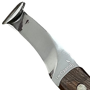 LeCzar Farrier Tool - Japanese Stainless Steel Double Edge Sharp Hoof Knife - Smooth Wooden Handle Made of Premium Materials for Right Hand