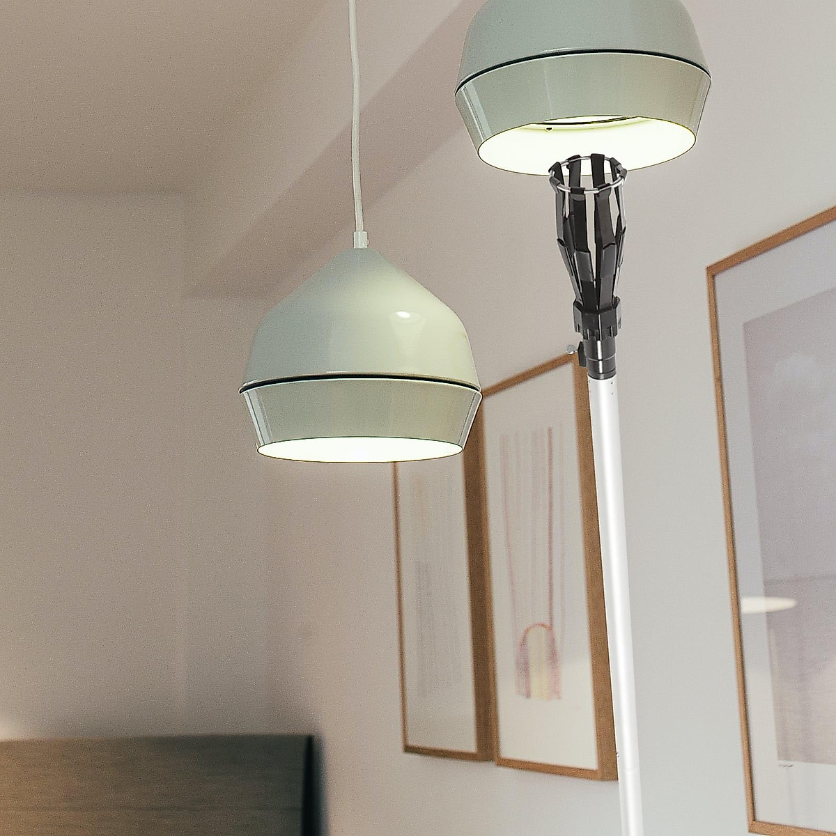 1 Set High Ceiling Light Bulb Changer Pole Adjustable Light Bulb Changer Tool High Ceilings Includes Basket Cup Recessed Lights