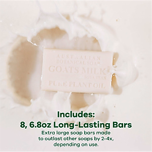 Australian Botanical Goat Milk Soap Set 6.8 OZ Bars, Pack of 8, Triple Milled Bar Soap with Soya Bean Oil and Organic African Shea Butter, Natural Soap for all Skin Types, Packaging May Vary