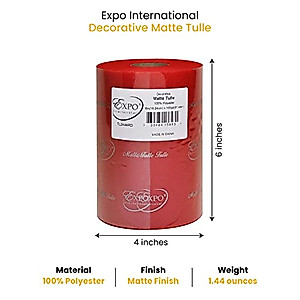 Expo International Decorative Matte Tulle Spool of 6 inch X 100 yards | Red