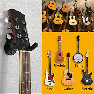 Guitar Hanger Guitar Wall Mount Holder Hook Stand, String Instruments Wall Hangers Stands Holders Hooks for Acoustic Electric Bass Classical Ukulele Guitars-Black