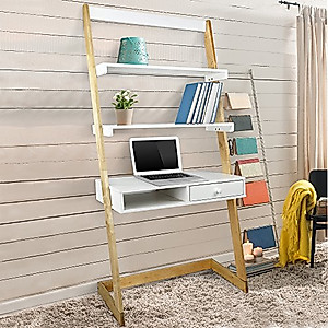 American Trails Freestanding Ladder Desk With Drawer, Natural Maple/White