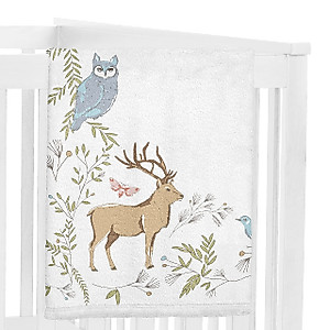 Sweet Jojo Designs Woodland Animal Toile Boy Girl Milestone Blanket Monthly Newborn First Year Growth Mat Baby Shower Memory Keepsake Gift Picture -Grey Green Brown Forest Bear Deer Fox Owl Bunny Bird
