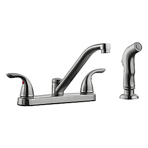 Design House 525055 Ashland 2-Handle Kitchen Faucet with Side Sprayer, Satin Nickel