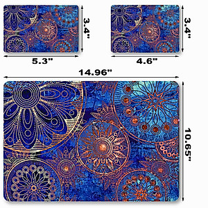 Laptop Skin Sticker Decal,12" 13" 13.3" 14" 15" 15.4" 15.6 inch Laptop Vinyl Skin Sticker Cover Art Protector Notebook PC (2 Wrist Pad Skins Included), Decorative Waterproof Removable, Blue Mandala