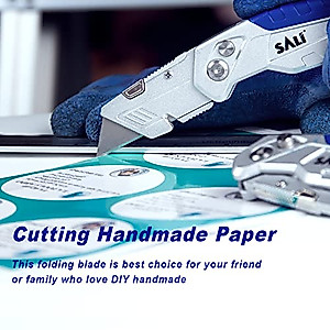 SALI Utility Knife Box Cutter with Rope Cutter Quick Change Blade Mechanism & Aluminum Alloy Handle with 3pcs Extra Blade Heavy Duty Retractable Box Cutter for Cartons