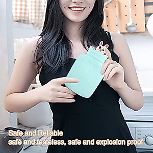 Silicone Hot Water Bottle, Beautiful Microwave Heating, Explosionproof, High Temperature Resistant, Hot Compress Hot Water Bottle (Blue)