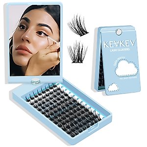 KevKev Lash Clusters 96 Pcs Cluster Lashes Special Spin Mirror Case DIY Lash Extension Soft & Comfortable Eyelash Clusters Thin Band Eyelashes with Mirror Easy to Apply (Cloudy,D-10-16mix)