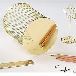 Gold Metal Pen Holder for Desk, Makeup Brushes Cup, Pencil Holders, Office&Home Organizer