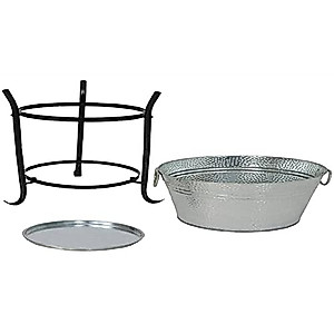 Beverage Tub with Tray and Stand in Galvanized Steel "Pebbled Texture". Measurements H 29.5in L 20in and W 13in. Handmade by Best Artisans in the World