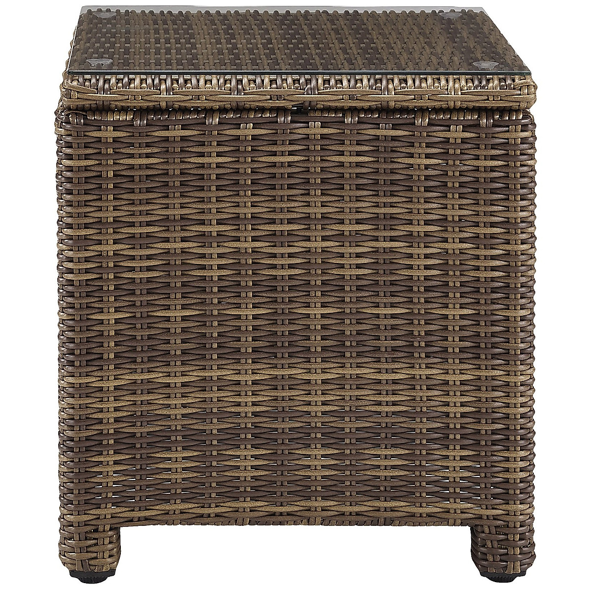 Crosley Furniture Bradenton All Weather Rattan Wicker Outdoor Side Table for Patio, Deck, Porch, Brown