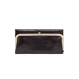HOBO Rachel Continental Trifold Leather Wallet for Women, Black