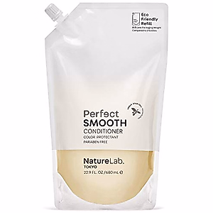 NATURELAB. TOKYO Perfect Smooth Conditioner: Eco-Friendly Refill Pouch: Lightweight Moisturizing Conditioner for Smoother Frizz-Free Hair I 22.9 FL OZ / 680ml