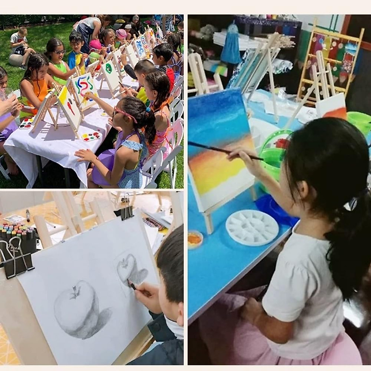 6 Pack 9 Inch Wood Easels, Easel Stand for Painting Canvases, Tripod, Kids Student Tabletop Easels for Painting, Art Craft Painting Easel Stand for Artist Adults Students