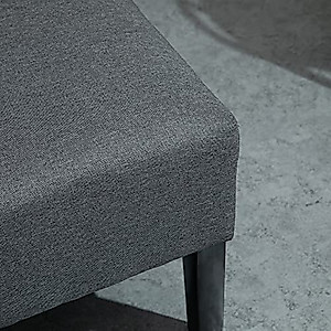 HOMCOM Wingback Double Sofa Linen Fabric Upholstery Button Tufted Loveseat Armless Couch Modern Contemporary Living Room Settee with Wood Legs, Grey