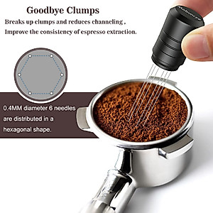 Mobunrye WDT Tool, Espresso Distribution Tool for Barista, 0.4mm Stainless Steel Needles Espresso Stirrer, Portable WDT Tool Espresso with Stand, Replacement Extra 6 Needles(Matte Black)