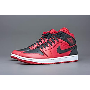 Nike Jordan Mens Jordan 1 Mid 554724 660 Reverse Bred, Gym Red/Black/White, Size 10.5