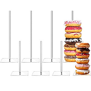 8 Pieces Acrylic Donut Stand Display Acrylic Doughnut Dessert Stand Table Clear Donut Bagel Display Clear Stand Holder Dessert Stand Table for Wedding Birthday Party, 10 inch and 15 inch