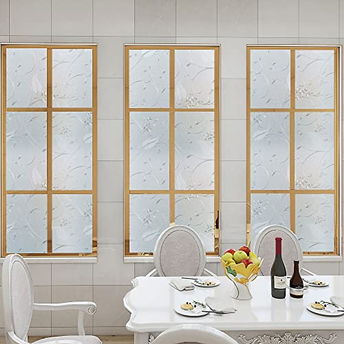 Frosted Privacy Glass Window Film, Vinyl Decorative Window Decals, Static Clings No-Glue Removable Window Film for Home Bathroom Living Room (17.5 x 78.7 inch)