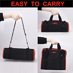 Roll Up Tool Bag, MPT Tool Organizer with 11 Toll Pouches Motorcycle Electricians Tool Bag Wrench Roll Up Pouch, Without Tools