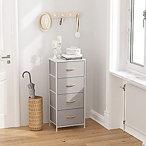 BANTI Dresser for Bedroom with 4 Drawers, Storage Tower, Organizer Unit, Fabric Dresser for Hallway, Entryway, Closets, Sturdy Steel Frame, Wood Top, Easy Pull Handle, Light Grey