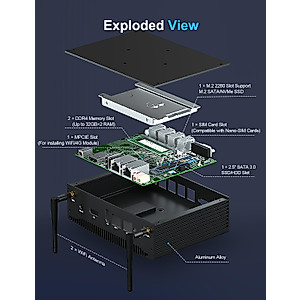 Baieyu Industrial Fanless Computer Core i5-8260U, Fanless Mini PC Preinstalled Windows 11 Pro 16GB RAM DDR4 512GB SSD, 2×HD Port, 2×RS232 COM, 4×USB 3.0, 4×USB 2.0, Auto Power On, Industrial Mini PC