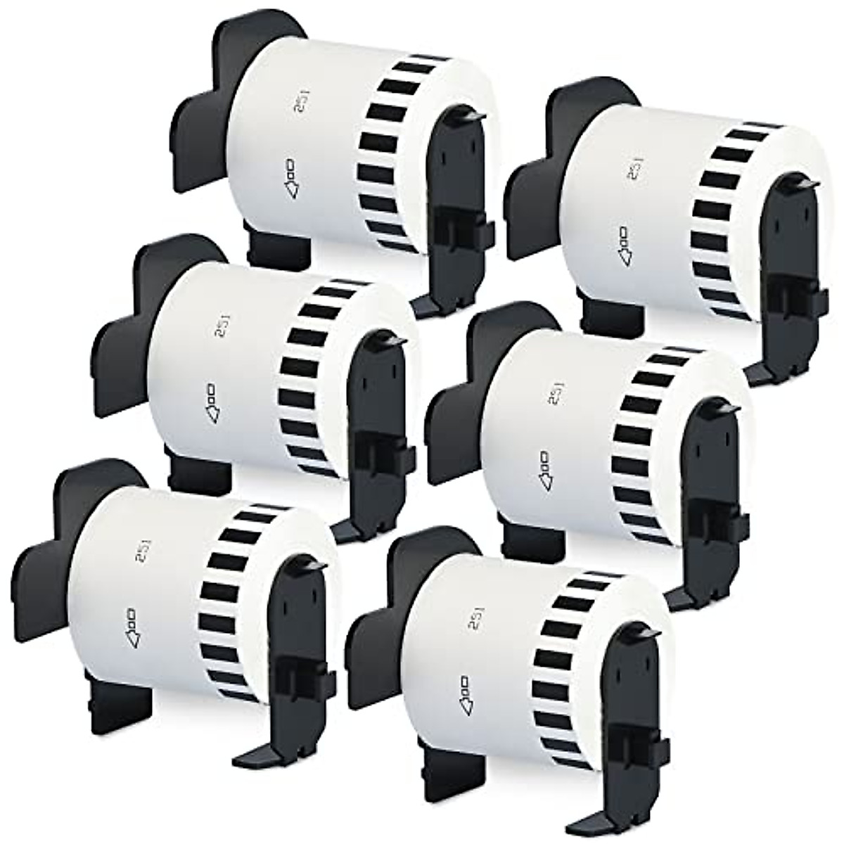 SAILNER Compatible Label Replacement for Brother DK-2251 (2.4" X 50 Ft.) Continuous Paper Tape Black/Red, Use with Brother QL Label Printers - 6 Rolls + 6 Frames DK-2251