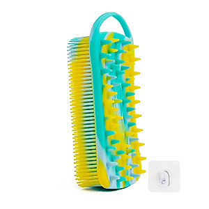 Silicone Exfoliating Body Scrubber Loofah Silicone Scalp Massager Shampoo Brush Soft Body Scrubbers for Use in Shower Lathers Well Easy to Clean 2 in 1 BSROLUNA (1 Pack Camouflage Green)