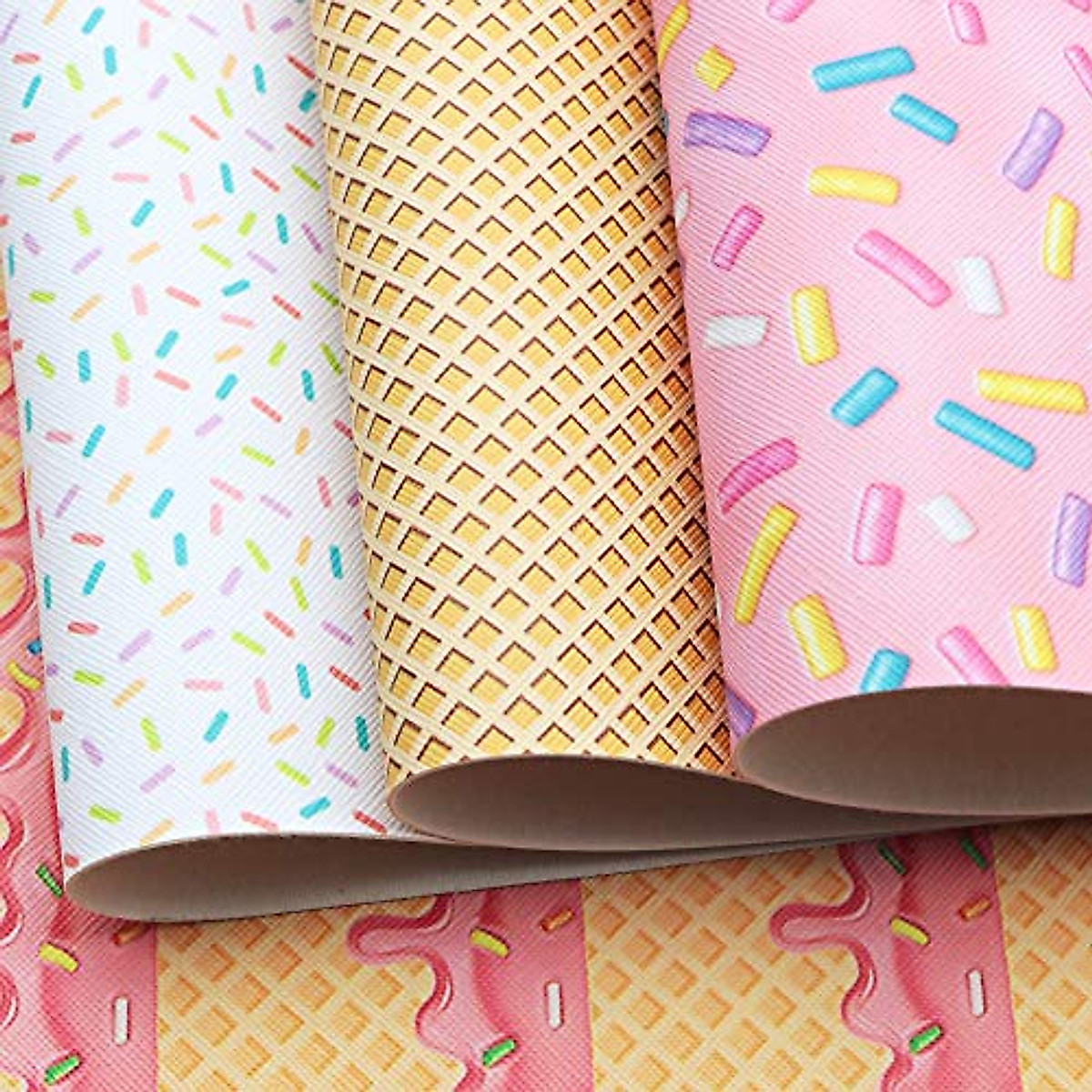David accessories Donuts Cross Pattern Printed Synthetic Leather Fabric Sheets 5Pcs 7.7"x12.9"(Approx 20cm x 33cm) for DIY Bows Earrings Making Crafts (Donuts)