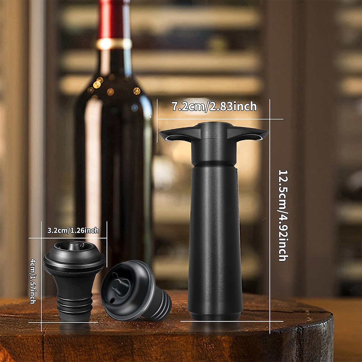 Wine Saver Pump, Wine Stoppers Vacuum Sealers with 6 Vacuum Stoppers, Silicone Wine Saver Bottle Stoppers Set, Wine Preserver for Reusable Bottle Sealer Keeps Wine Fresh(Wine Pump + 6 stoppers)