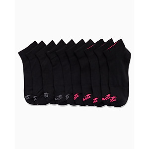 Avia Women's Quarter Socks - 10 Pack Cushioned Athletic Ankle Socks for Women - Women's Moisture Wicking Sports Socks (4-12), Size 4-9, Pure Black