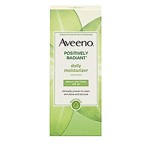 Aveeno Positively Radiant Daily Facial Moisturizer with Total Soy Complex and Broad Spectrum SPF 30 Sunscreen, Oil-Free and Non-Comedogenic, 2.5 fl. oz