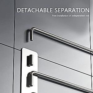 Anneome Organizer Bathroom Steel Swing Punch Stainless Towel Racks Nail Space Rotary Free Mount Storage Rotation Wall Holder Saving Mounted with Bar Hanger Arm Bars Bath Hand Accessories