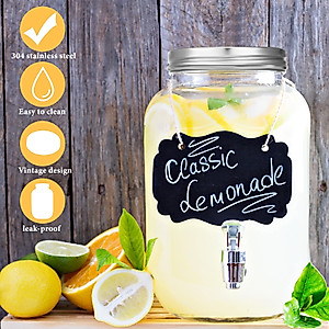 Uiifan 2 Pcs 304 Stainless Steel Replacement Mason Jar Lids Wide Mouth Canning Airtight Reusable Lids Rust Leakproof Lids for Continuous Thread Closure Jar Summer Party(142mm, 2 Gallon,Silver)