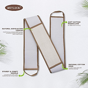 METLUCK 50 Inch Extra Long Natural Exfoliating Loofah Luffa Back Scrubber, with Wall Hook