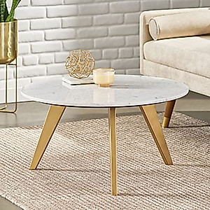 Christopher Knight Home Cardan Coffee Table, White + Gold