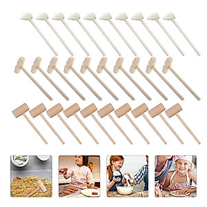 NUOBESTY Mini Wooden Hammer Mallet Pounding Toy Wooden Crab Lobster Mallets Natural Hardwood Crab Hammer for Cracking Chocolate Hearts-30 Pieces