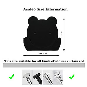 Asoleo Shower Curtain Rod Holder for Wall,Two Modes of No Drilling Installation and Perforated Installation of Bathroom Super Glue Shower Rod Support Base (black bear)
