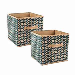 DII Non Woven Polyester Ikat Storage Bin, 11x11x11 (2), Green
