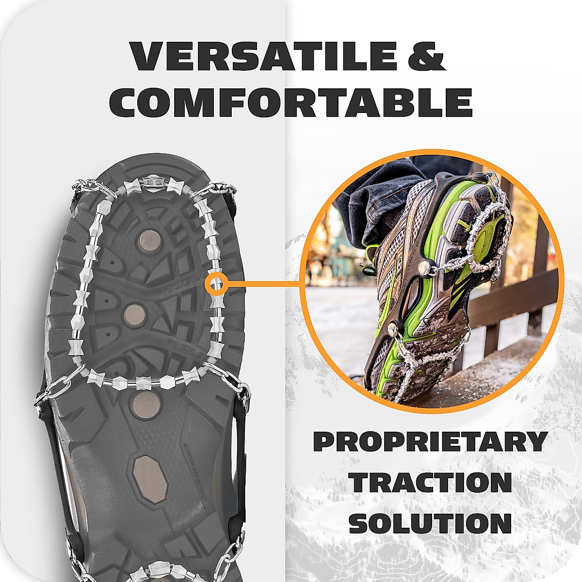 Yaktrax Diamond Grip (Med) - Full-Foot Traction on Ice, Snow, & Multi-Terrain Surfaces - Swiveling Diamond Bead Grip Points - Cold-Resistant Easy On/Off Elastic Upper Band