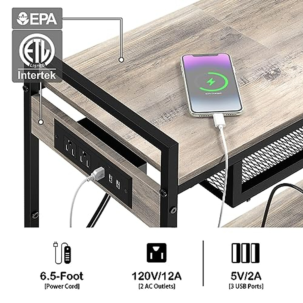 Record Player Stand, Turntable Stand with Charging Station, 3 Tier Record Player Table with 4 Quick-Release Divider, Vinyl Record Stand Storage with 4 Wheels, for Bedroom Living Room and Office, Gray
