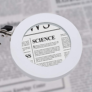 Magnifying Glass with Light and Stand,Adjustable Swing Arm LED Magnifying Light 5-Diopter Glass Lens,3 Color Modes Stepless Dimming-5X, for Close Work, Repair, Crafts, Reading,Sewing-White