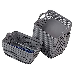 DynkoNA 12-pack Small Plastic Tray, Desktop Storage Trays, Grey
