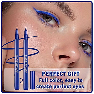 NVLEPTAP 2 PCS Dark Blue Liquid Eyeliner Pencil Set Colorful Liquid Eyeliner Pen Matte Eye Liner Waterproof Highly Pigmented Eye Makeup - 06 Dark Blue