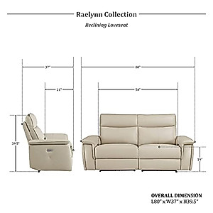 Lexicon Raelynn Power Double Reclining Loveseat, Taupe