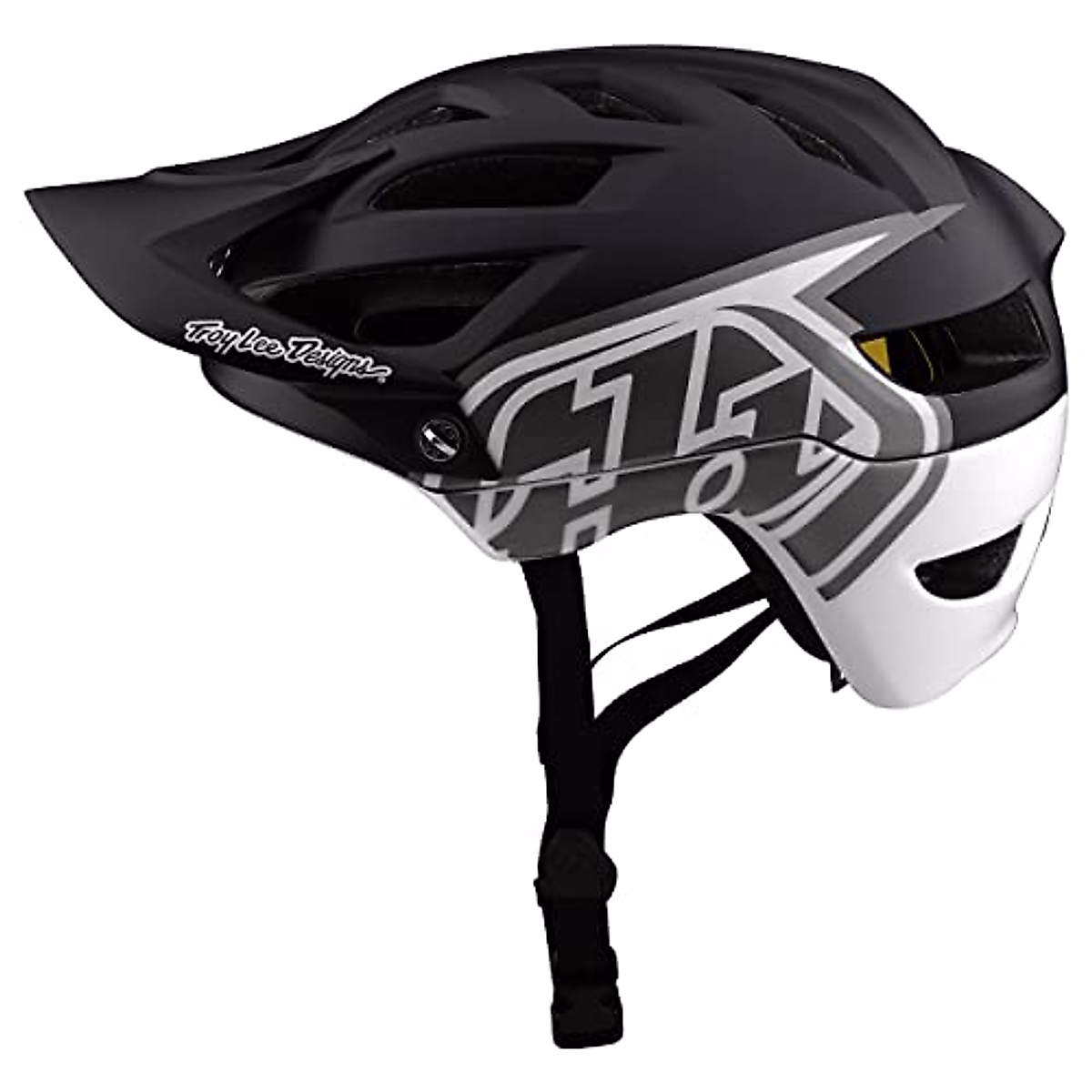 Troy Lee Designs Adult | Trail | All Mountain | Bicycle A1 MIPS Classic Helmet - (Black/White, X-Large/2X-Large)