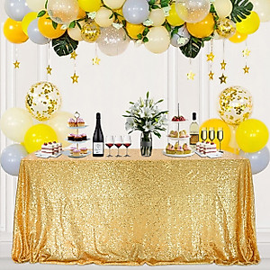 BalsaCircle TRLYC Fathers'Day Gift Sparkly Gold Sequin Tablecloth for Party-72x72Inch