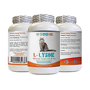 MY LUCKY PETS LLC Amino Acid Supplement for Cats - CAT L-LYSINE Powder - Immune System Booster - Eye Health - Vet Recommended - Natural - Anti inflammatory for Cats - 1 Bottle (8 OZ)