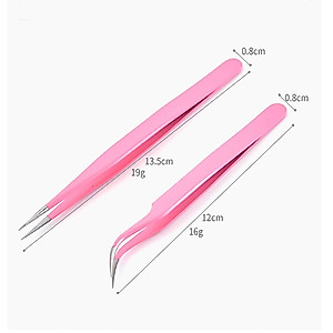2 Pcs Stainless Steel Eyebrow Tip Tweezers Picker Eyelash Extensions Nippers for Women